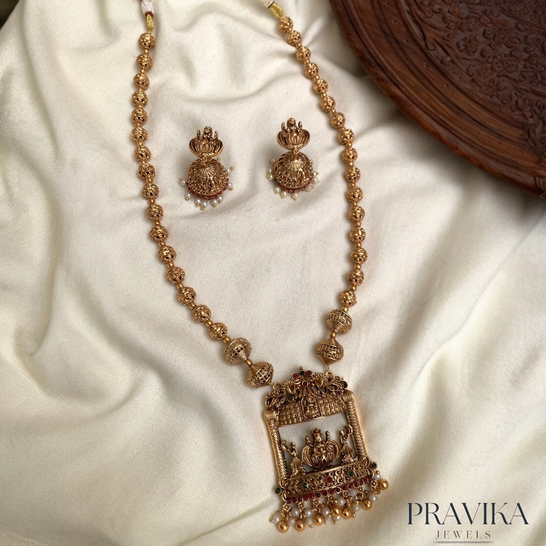 Antique Lakshmi Gold Temple Long Haram LH18 – Pravika Jewels